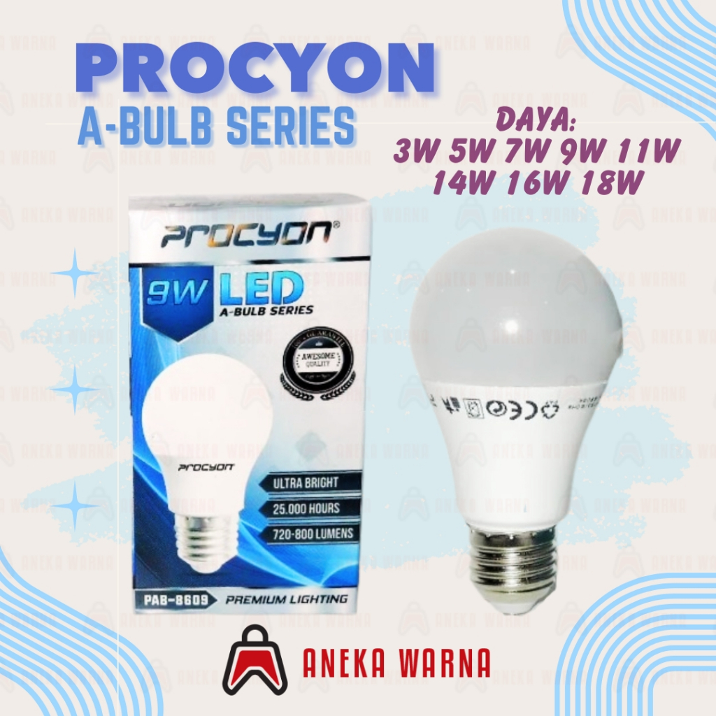 Jual Lampu LED Procyon A-Bulb Series 3W 5W 7W 9W 11W 14W 16W 18W (Putih) | Shopee Indonesia