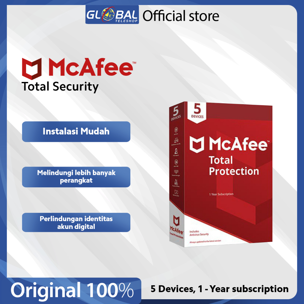 Jual McAfee Total Protection Antivirus ORIGINAL 1 Years Subs 5 Devices ...