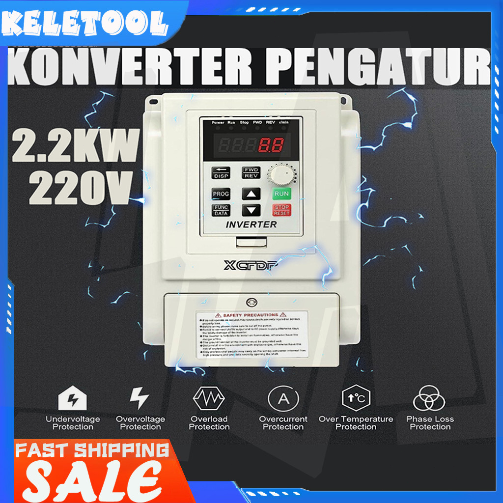 Jual Inverter Frekuensi Variabel AC220V 1.5kw VFD Konverter Pengatur 2hp 3hp1 fase dalam 3 fase ...