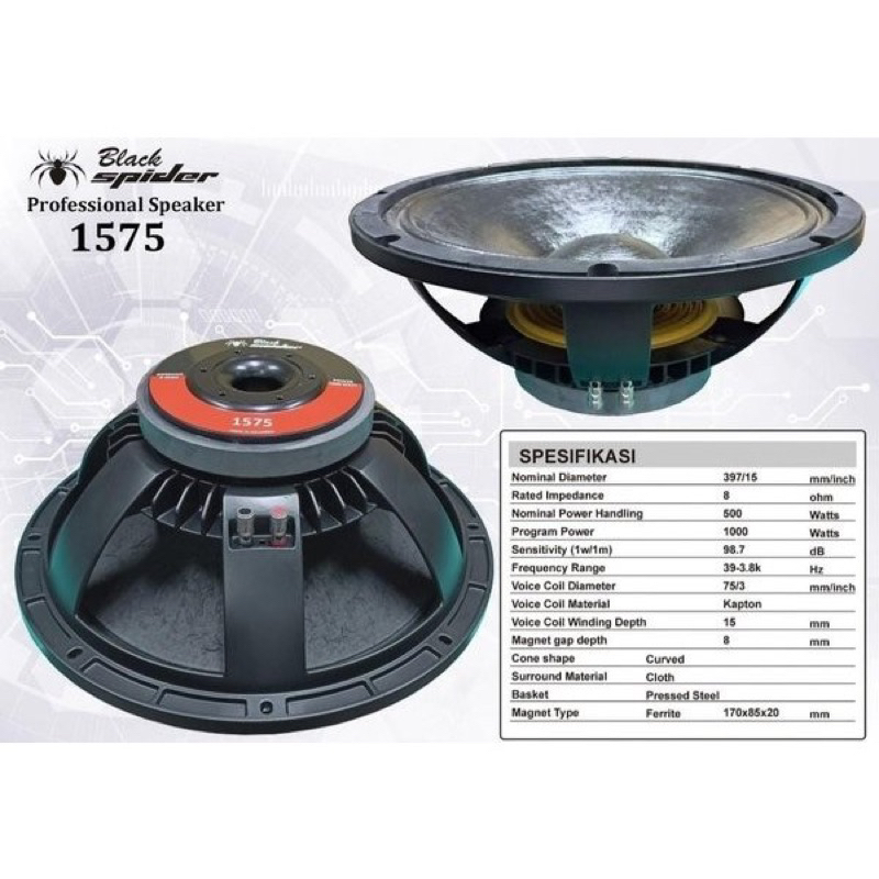 Jual Black Spdier Speaker Komponen BlackSpider 1575 15 Inch Voice Coil ...