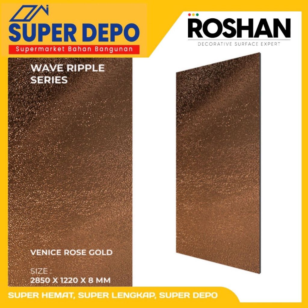 Jual WALL PANEL ROSHAN WPC WAVE/RIPPLE SERIES VENICE ROSE GOLD HT3D-016 ...
