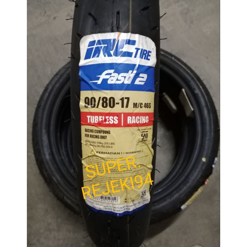 Jual BAN IRC 100% ORIGINAL, TUBELESS, BAN RACING, UKURAN 90/80-17 FASTI ...
