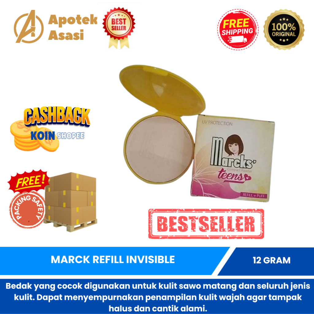 Jual Marcks refill teens invisible compact powder 12gr (padat) | Shopee ...