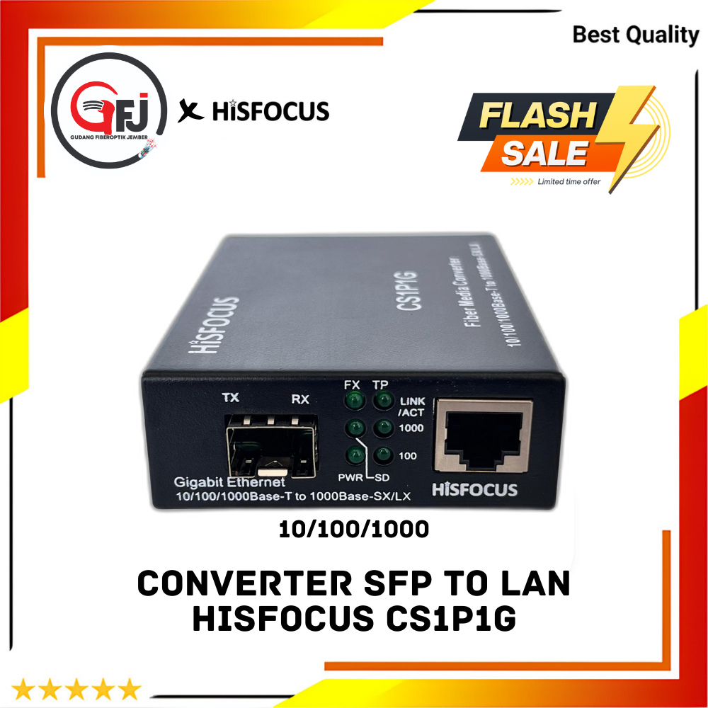 Jual FIBER MEDIA CONVERTER SFP TO LAN HISFOCUS CS1P1G GIGABIT ORIGINAL ...