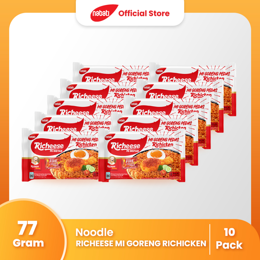 Jual [Bundle Pack Isi 10] Richeese Mi Goreng Richicken 77g Level 3 ...