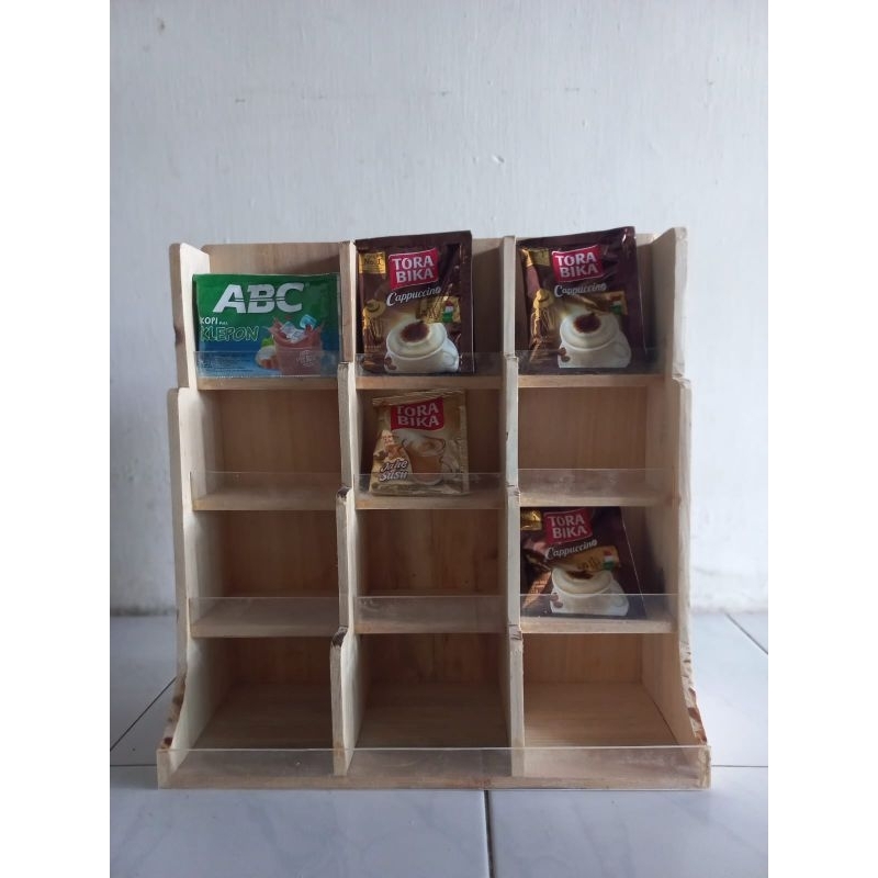 Jual Coffee storage/Tempat kopi/Rak kopi sachet/Display kopi/Rak kayu ...