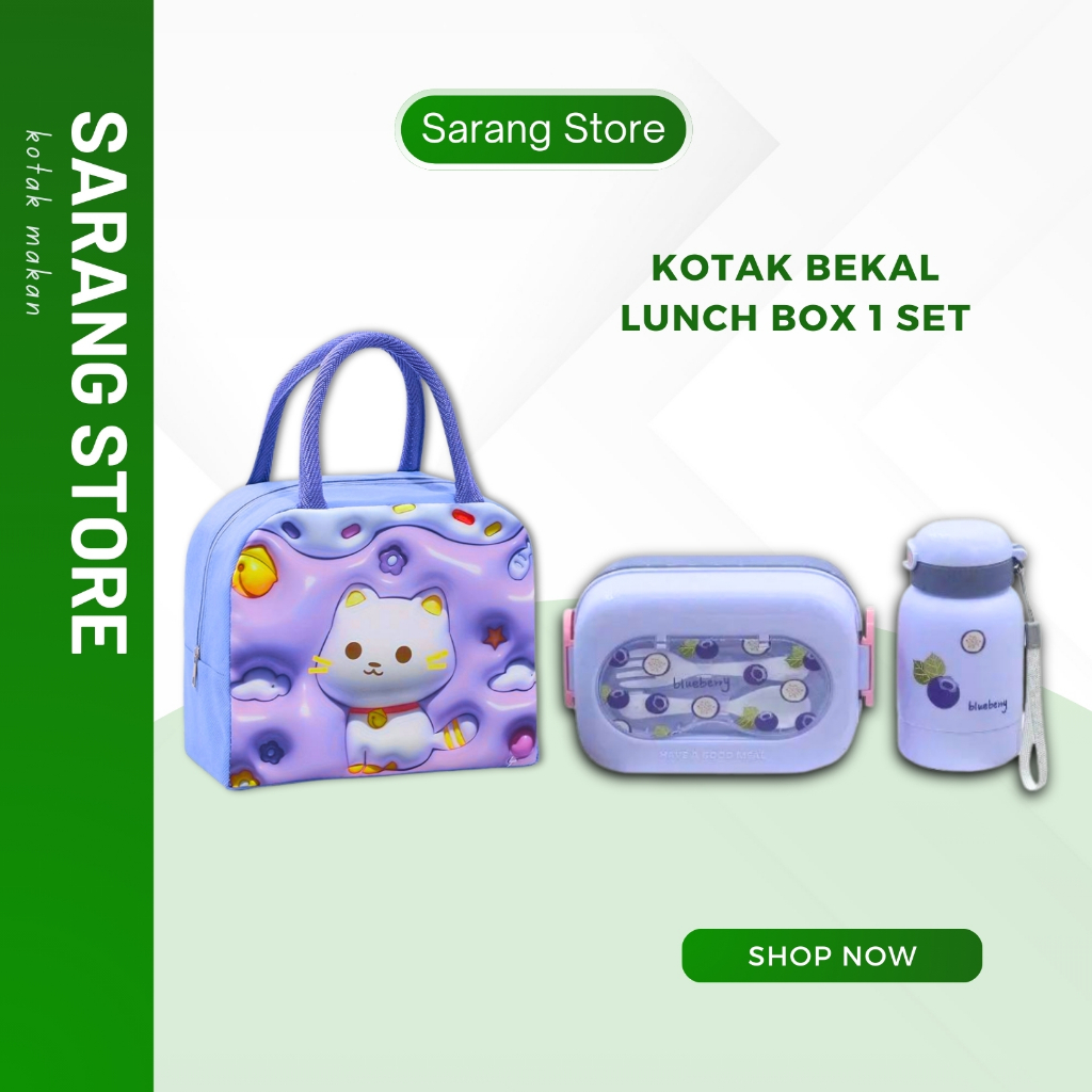 Jual Lunch Box Set Botol Minum Tas Bekal Karakter Kotak Bekal Aesthetic Tempat Makan Anak ...
