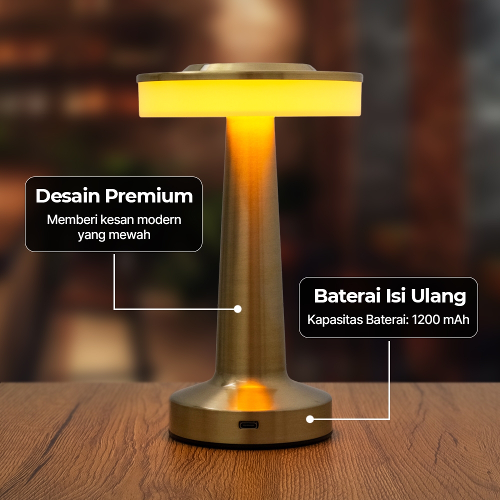 Jual Lampu Meja Hias Desk Lamp Touch LED USB Rechargeable 3in1 Color 1W ...