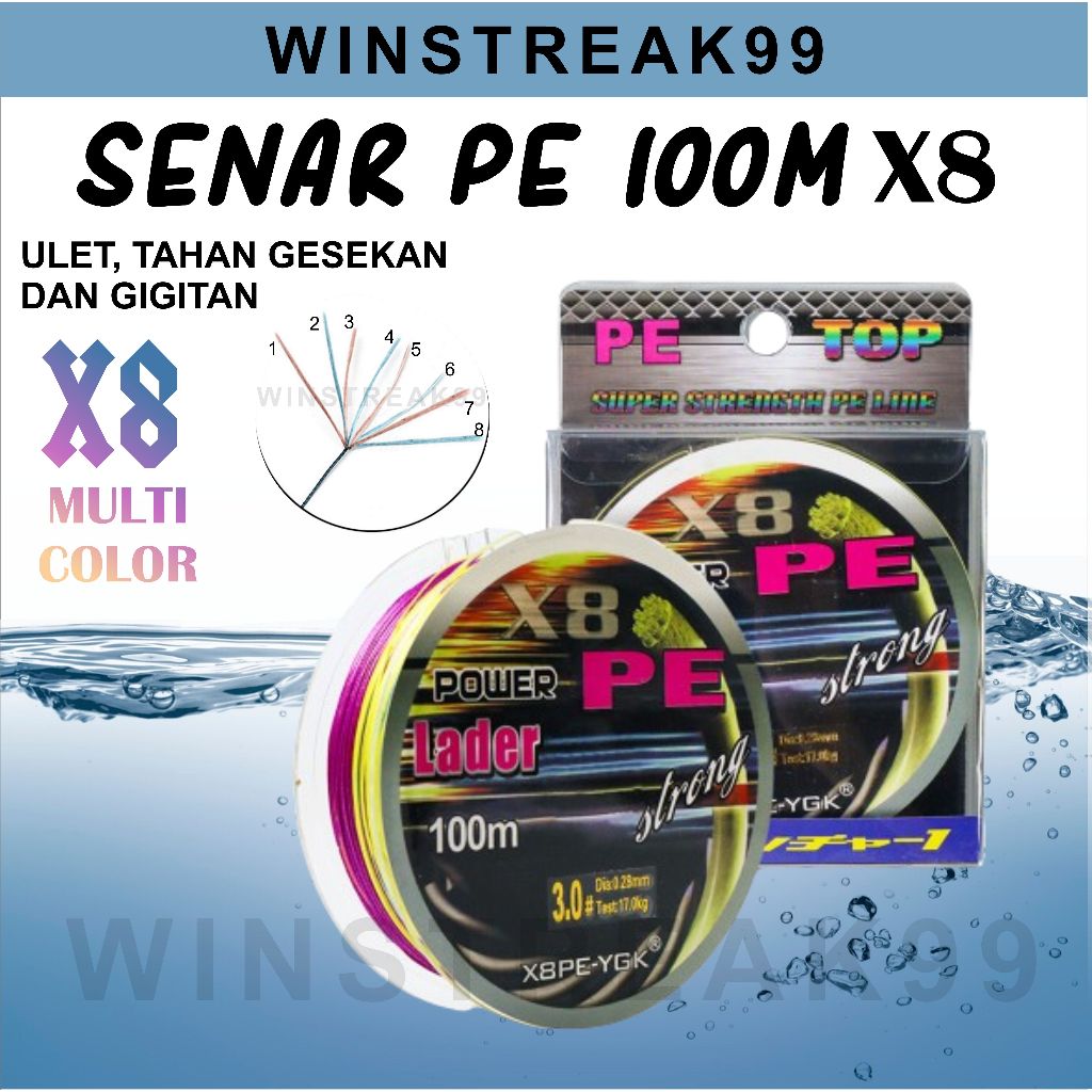 Jual SENAR PANCING PE ZERO PIRANHA X8 100M MULTICOLOR CONNECTING BENANG SUPER P E X4 Kecil halus ...