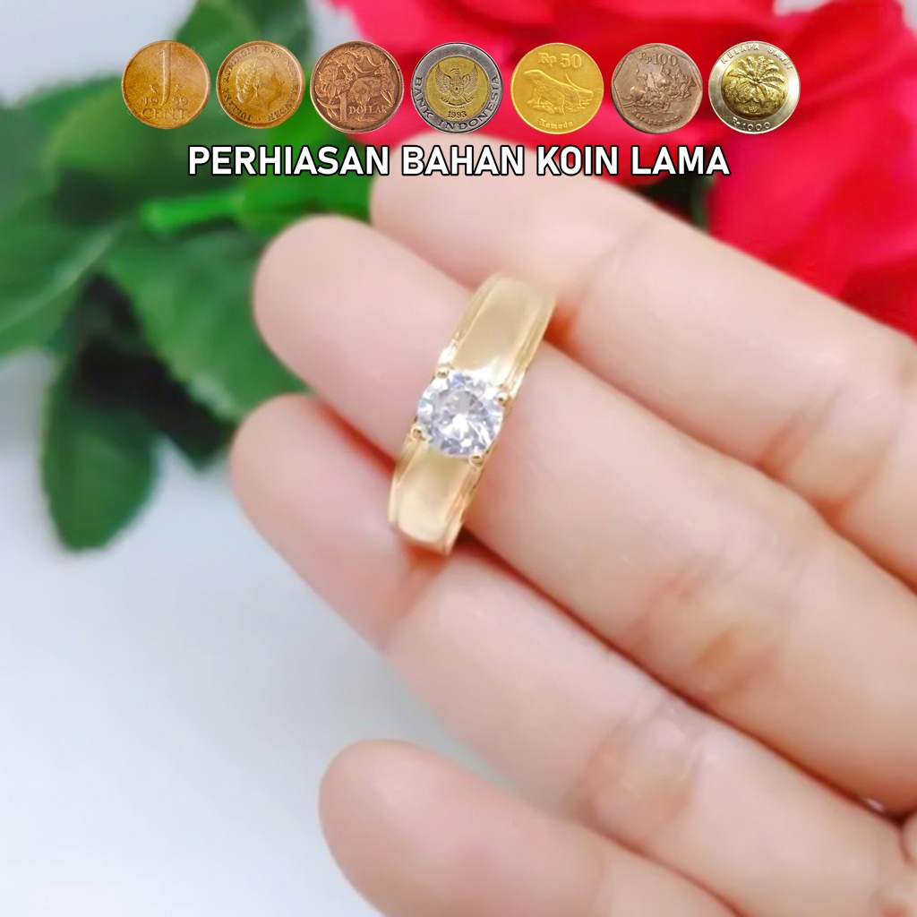 Jual CINCIN EMAS POLOS PERMATA SATU TANAM | CINCIN EMAS COUPLE TUNANGAN ...