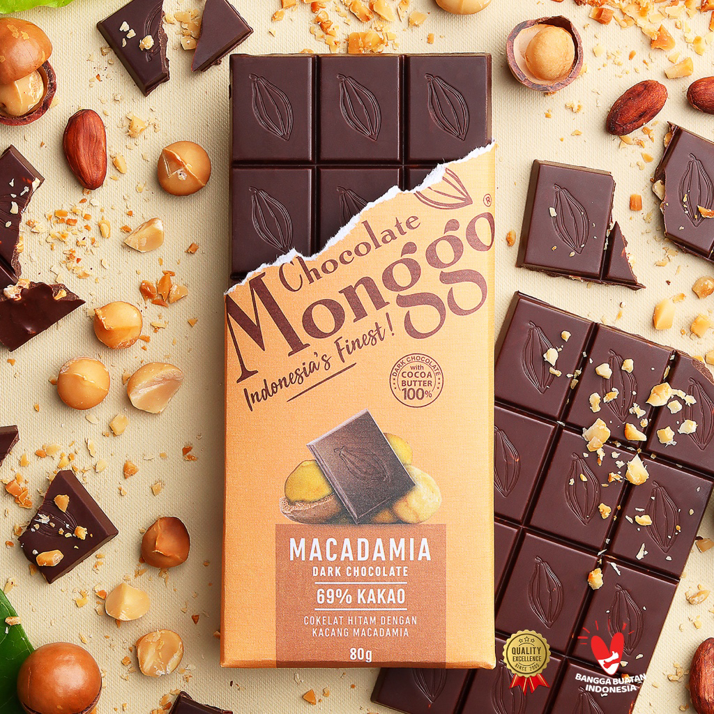 Jual Chocolate Monggo | Macadamia Nuts & Dark Chocolate 69% Cocoa 80g ...