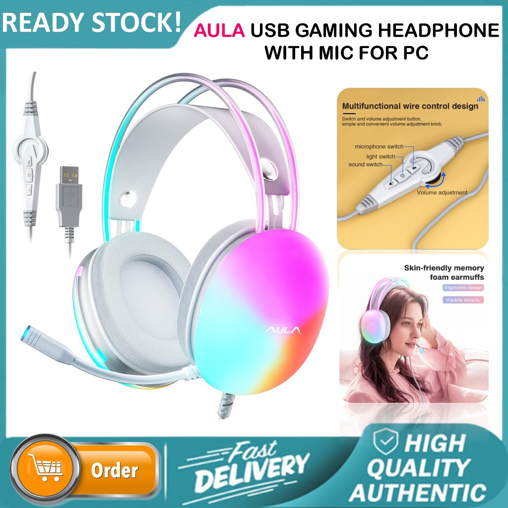 Jual Aula S505 Headphone Gaming Headset RGB With Microphone Streamer ...