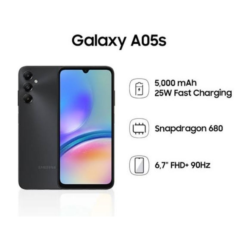 Jual SAMSUNG GALAXY A05S RAM 6/128GB HITAM + CHARGING 25WATT | Shopee ...