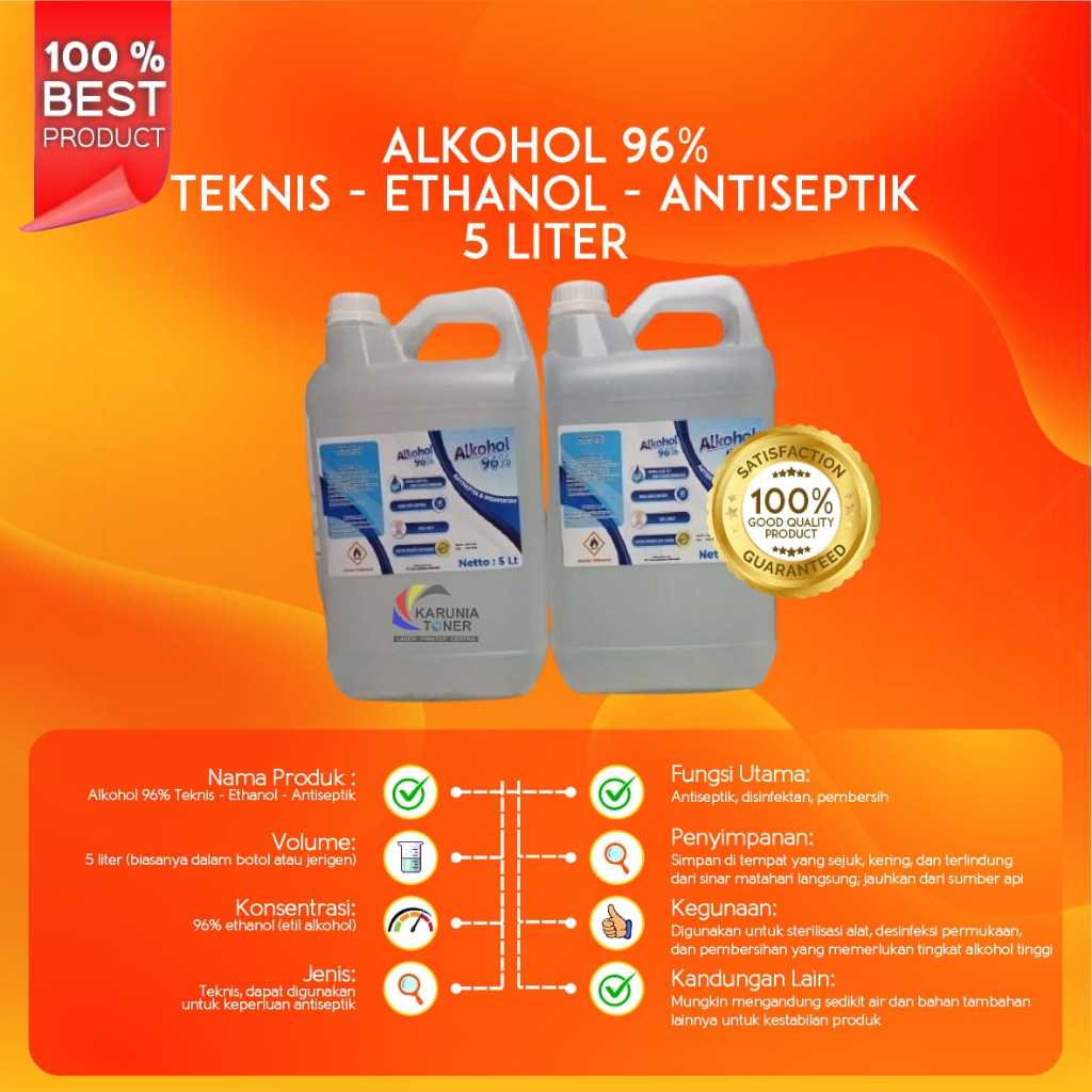 Jual Alkohol 96% 5 liter Alcohol 96% / Sterilisasi_KHUSU Pengiriman ...