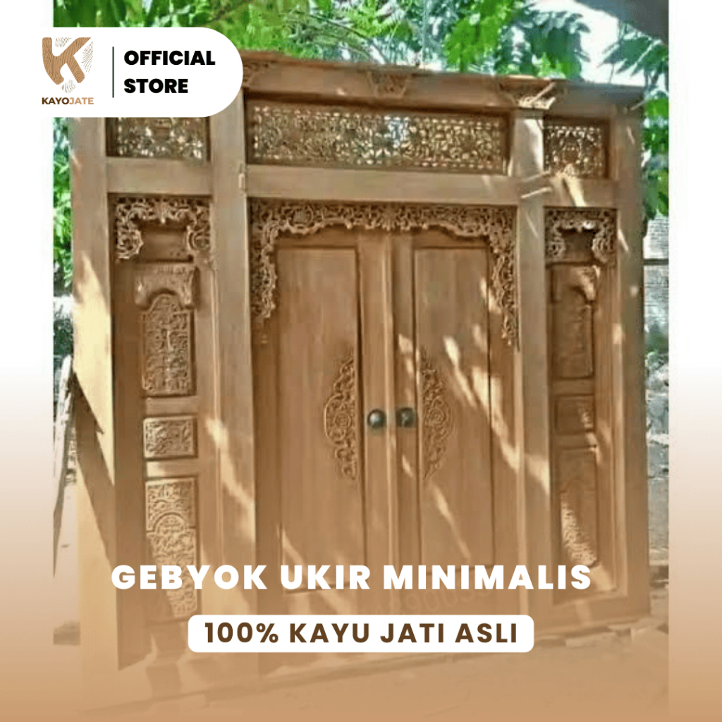 Jual pintu ukir gebyok minimalis jati jepara ASLI | Shopee Indonesia