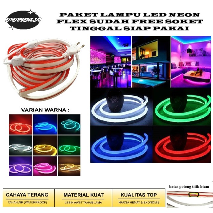 Jual Paket Lampu LED Neon Flexible AC 220V1m 2m 3m 4m 5m ( sudah free ...