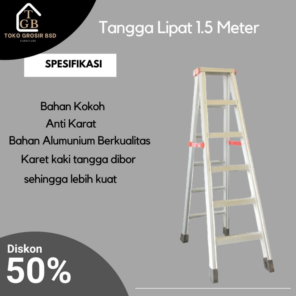Jual Tangga Lipat 1,5 meter Tangga Lipat Aluminium Tangga Lipat Premium ...