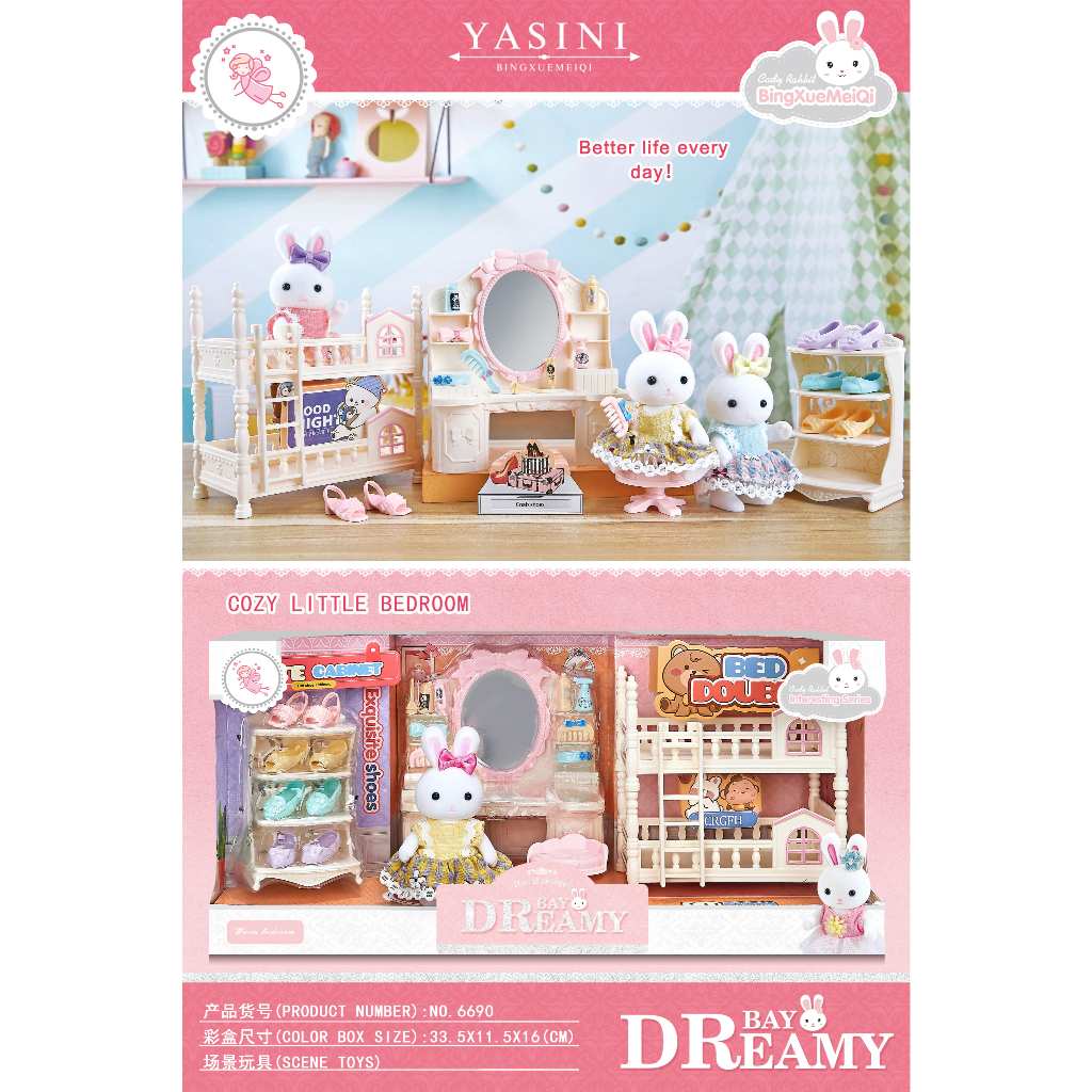 Jual Yasini Dreamy Bay Cute Rabbit Cozy Bedroom Set Mainan Boneka Anak ...