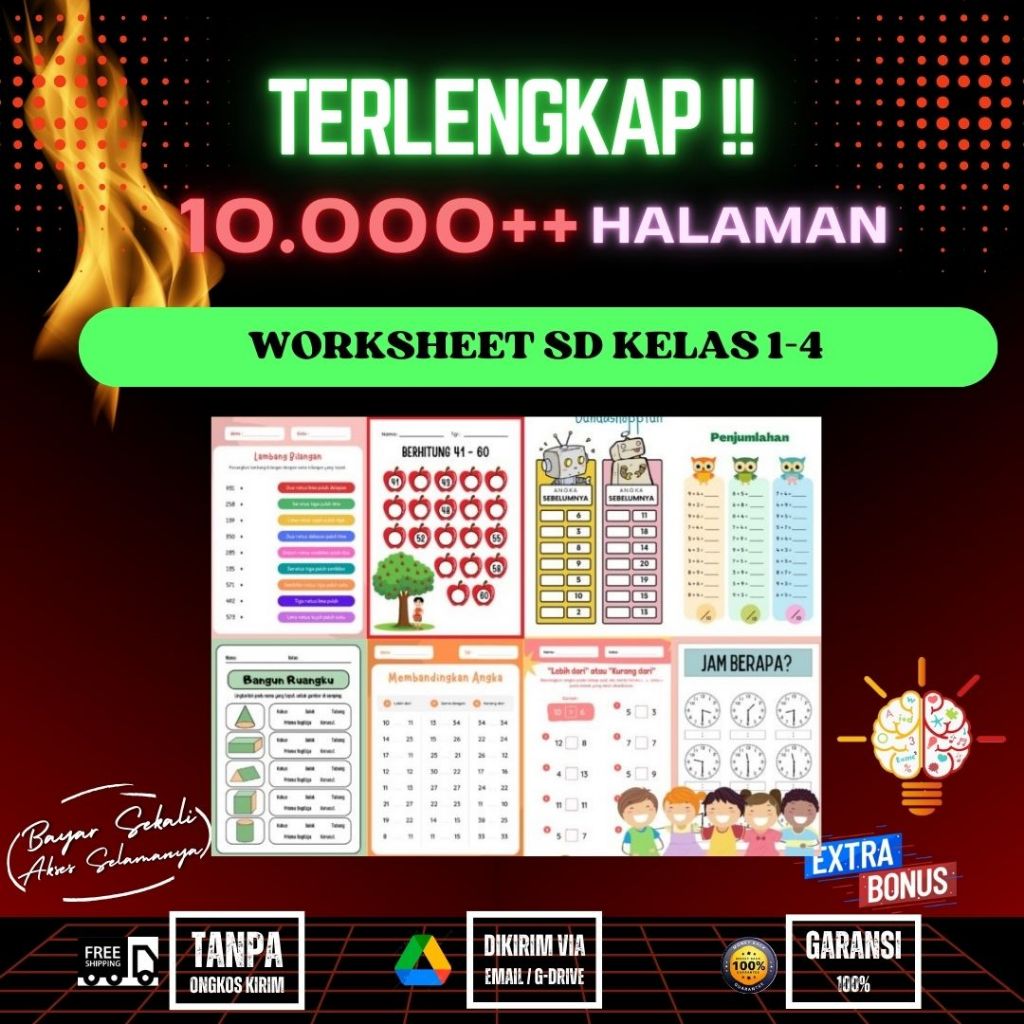 Jual PAKET 10.000++ HALAMAN WORKSHEET SD KELAS 1-4 Buku Edukasi Anak ...