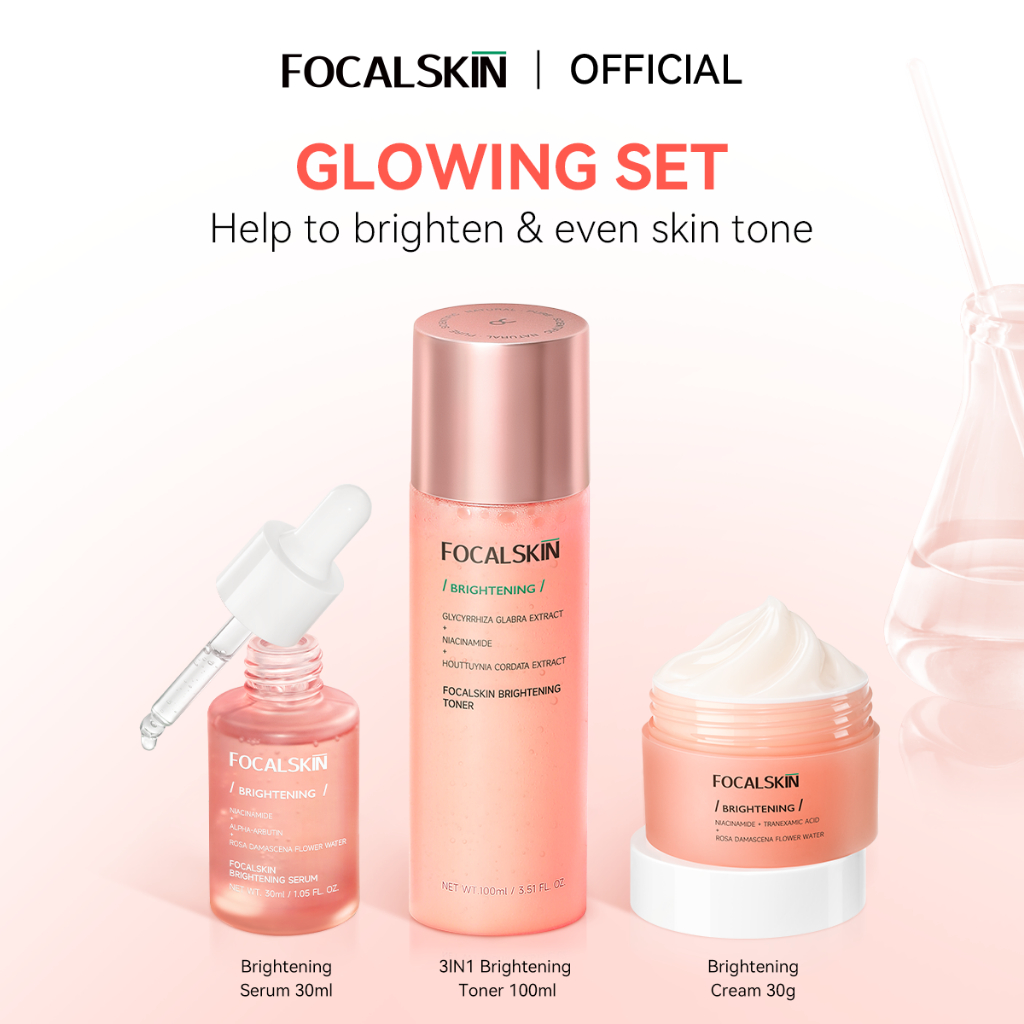 Jual FOCALSKIN 3pcs Daily Glowing Set Skincare Paket - Brightening ...