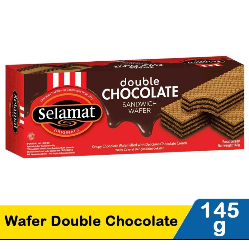 Jual Selamat Wafer Coklat | Selamat Sandwich Wafer Double Chocolate 145 ...