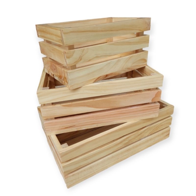 Jual Keranjang Kayu Wooden Crate Box Peti kayu Dekorasi Rustic | Shopee ...