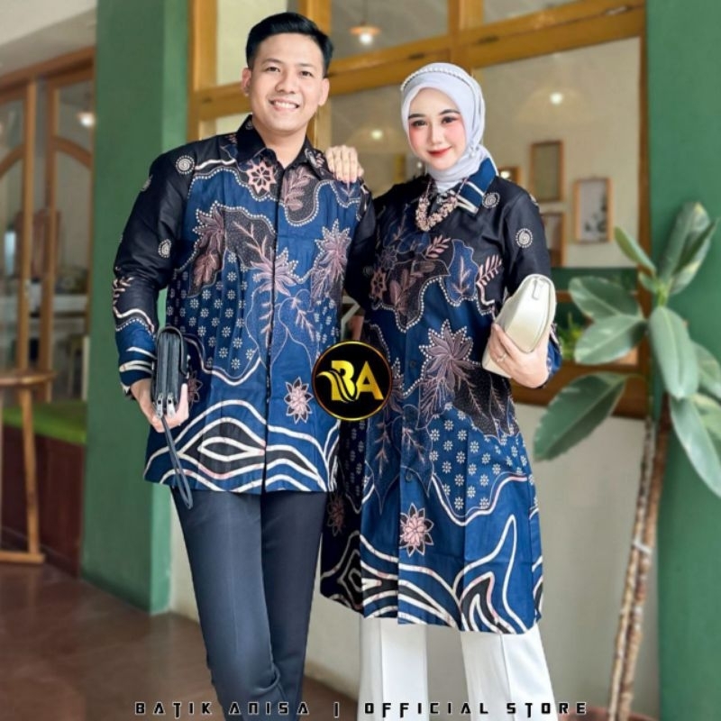 Jual Batik Tunik Couple Batik Couple Modern Lengan Panjang M L XL XXL ...