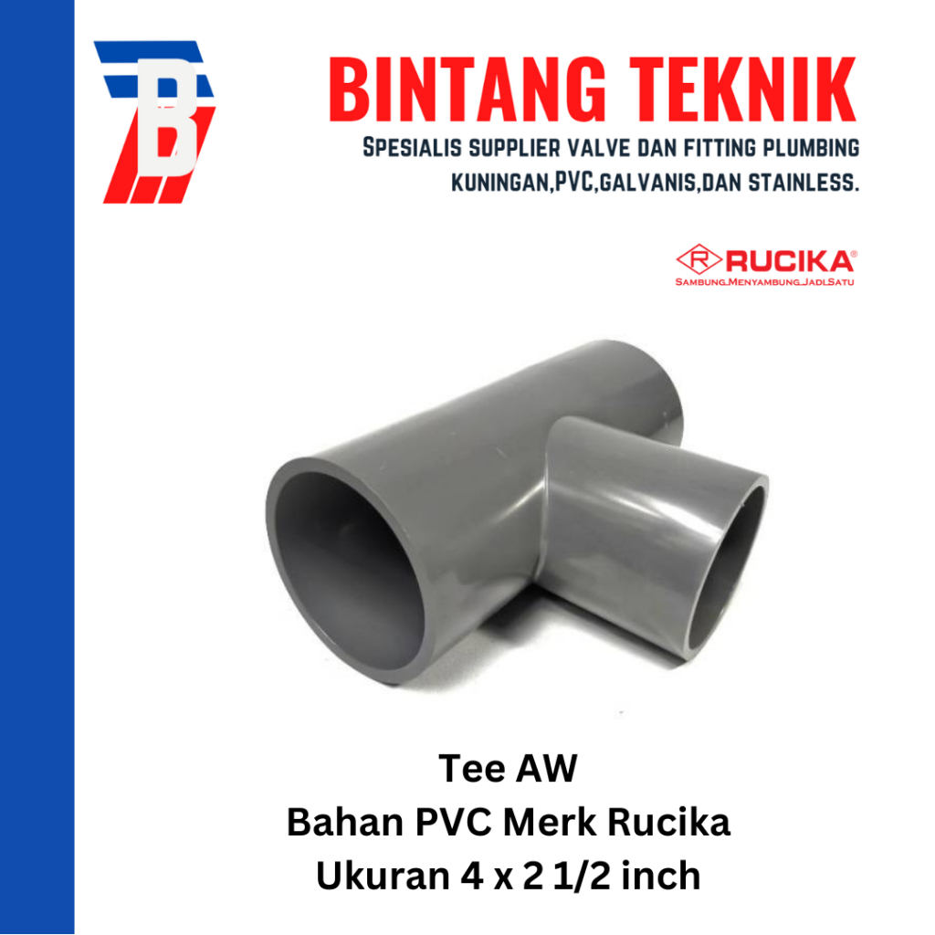 Jual Reducer Tee (Vlok Tee) 4" x 2 1/2" inch PVC Rucika AW | Shopee ...