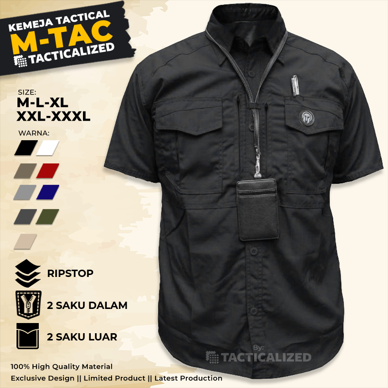 Jual Kemeja Tactical Pria Lengan Pendek M-TAC RIPSTOP Baju Kerja ...