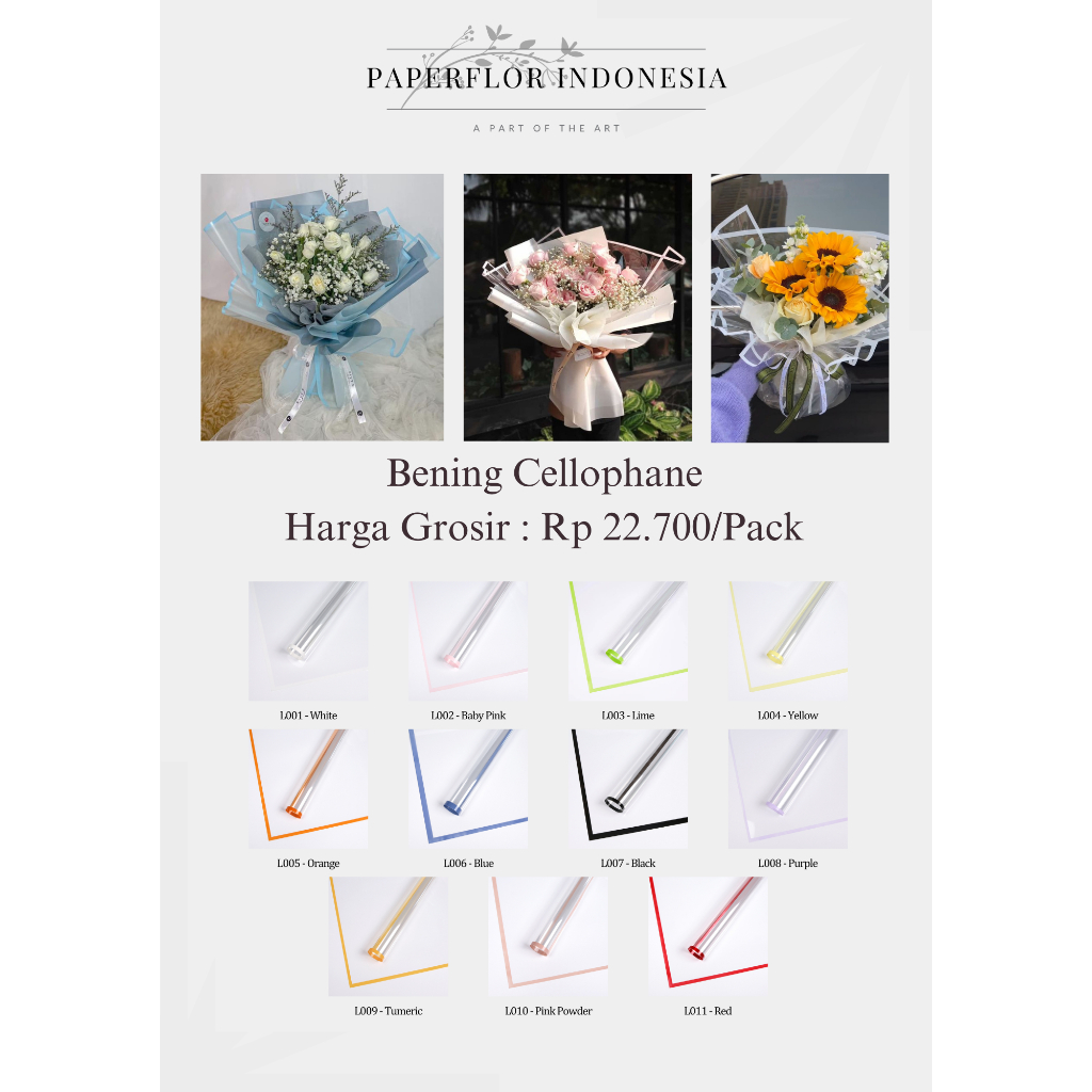 Jual (20 LEMBAR) BENING LIST COLOR CELLOPHANE - KERTAS WRAP PEMBUNGKUS ...