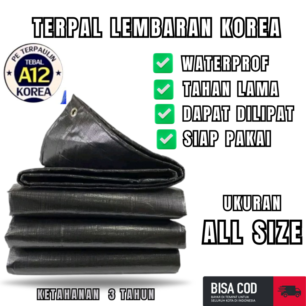 Jual TERPAL A12 korea warna hitam, kuat dan tebal, Tersedia ukuran 2x3 ...