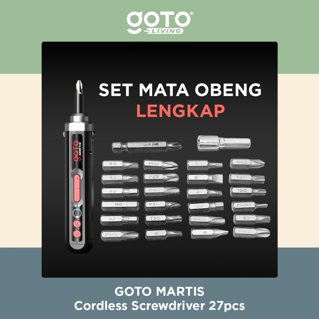 Jual Goto Martis Mini Cordless Electric Screwdriver Set Mata Obeng ...