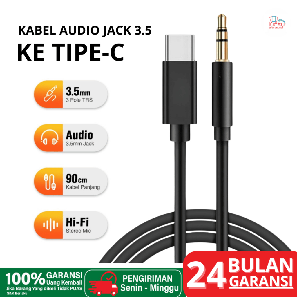 Jual KABEL AUDIO JACK AUX 3.5 KE TIPE C | Shopee Indonesia