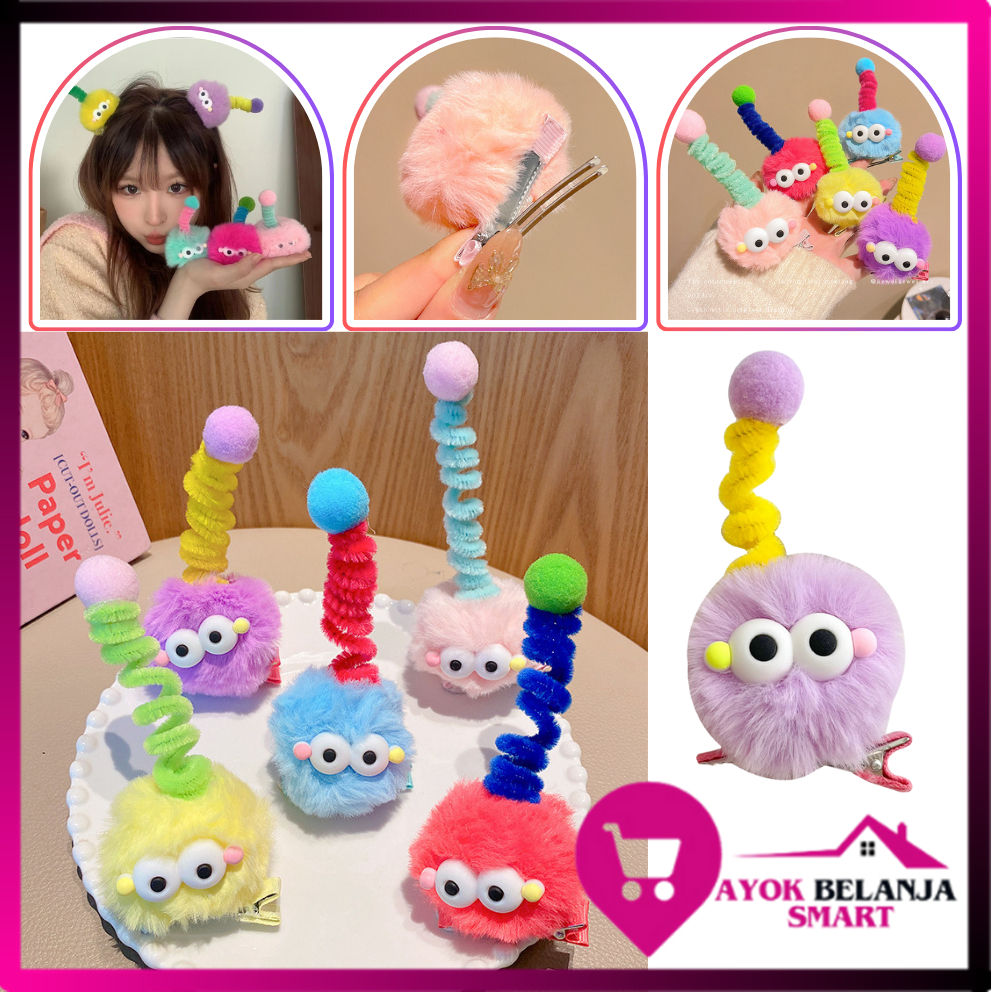 Jual ABS Jepit Rambut Pompom Jepitan Rambut Anak Model Boneka Antena ...
