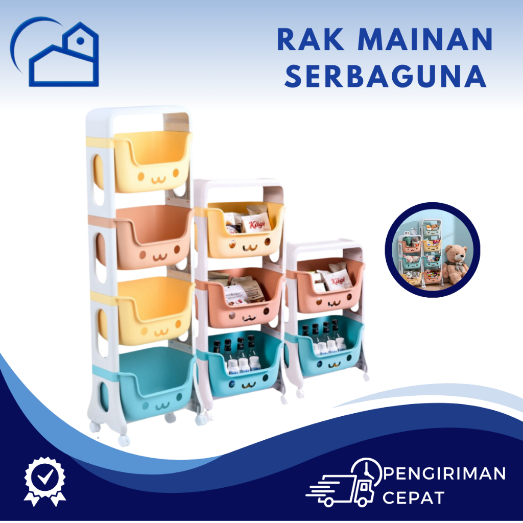 Jual HOMESTATION - Rak Mainan Anak Serbaguna 3/4 Susun dengan Roda ...