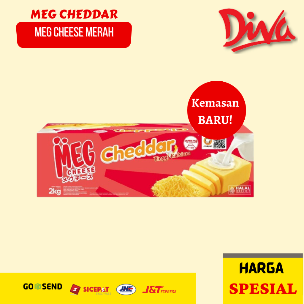 Jual Meg Cheddar 2 kg | Keju Meg Cheddar Merah Original | Shopee Indonesia