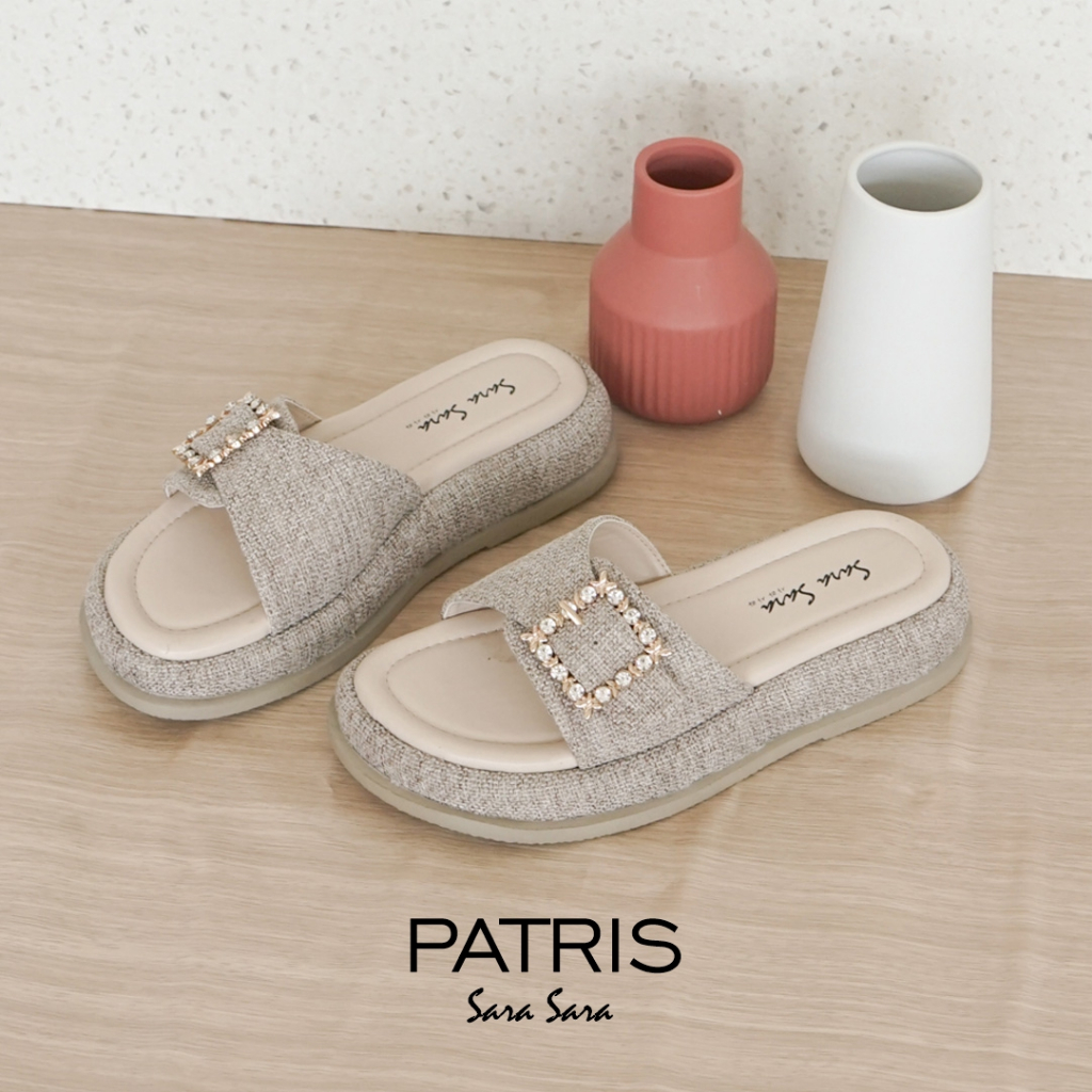 Jual Sara sara Patris sandal selop wanita platform fabric tweed sendal ...