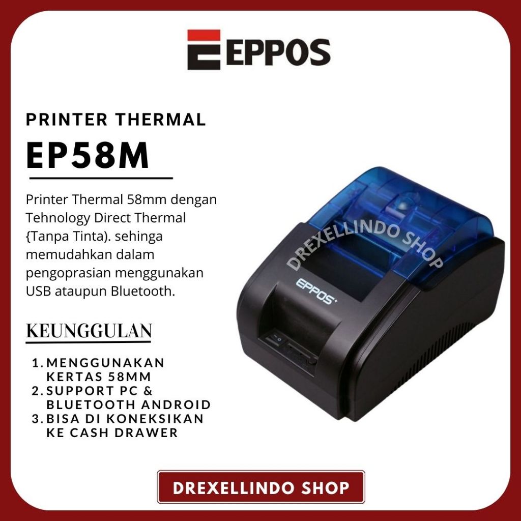 Jual Printer Thermal 58mm EPPOS EP-58M / EP58M / RPP02 USB Bluetooth | Shopee Indonesia
