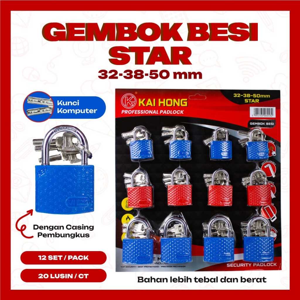 Jual gembok pagar set kode kotak besi / oval besi /rubber besi / star ...