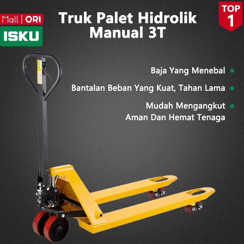 Jual ISKU Hydraulic Hand Pallet Truck 3 Ton/Alat Angkut Barang Stacker ...