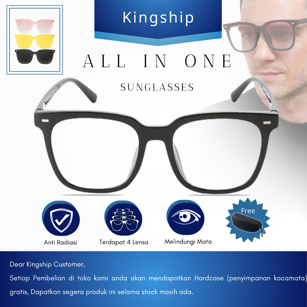 Jual Kingship All In One Sunglasses Kacamata Fashion 4 Lensa | Shopee ...