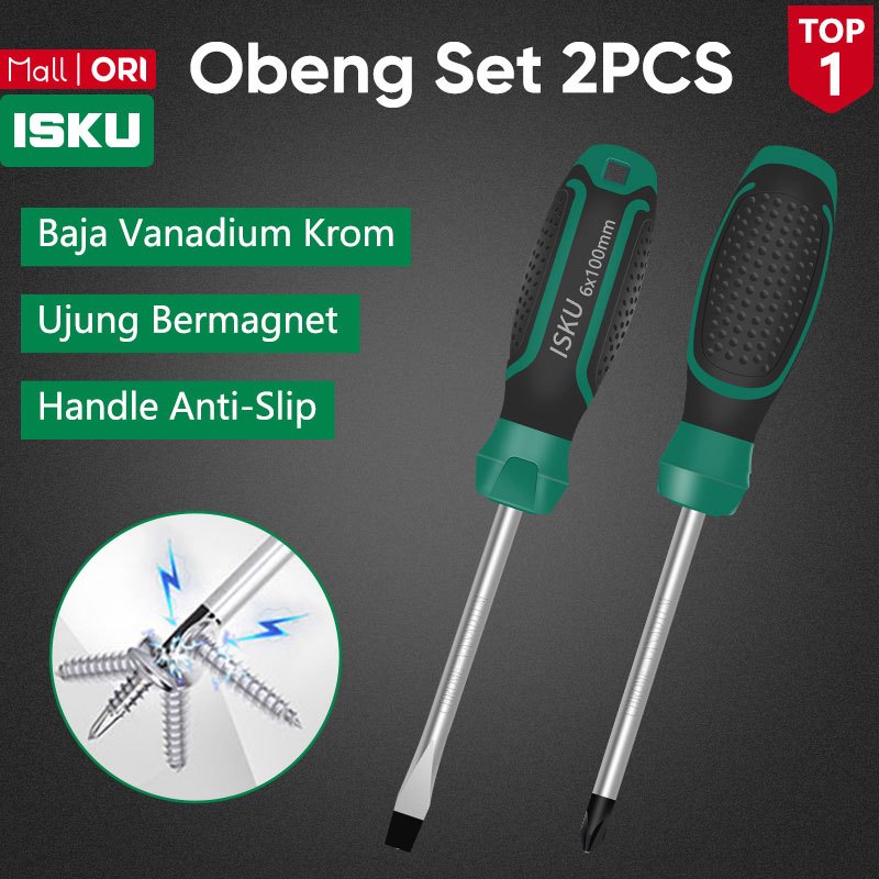 Jual ISKU Obeng Set 2pcs Plus Minus/Screwdriver Set 2pcs Tip Magnetik ...