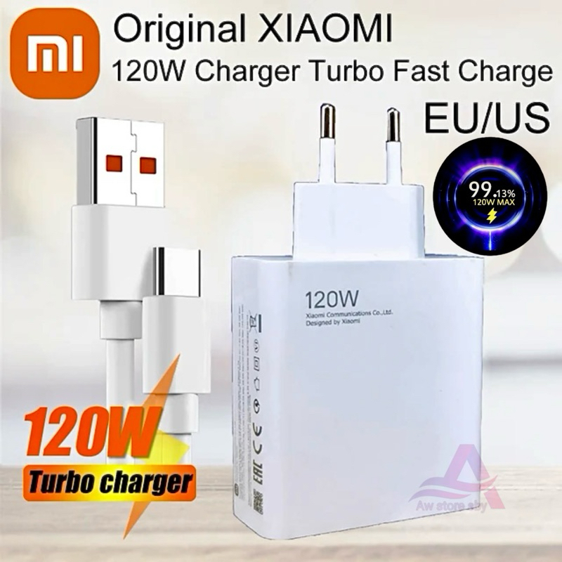 Jual 1Set Charger 120W Xiaomi Type C TURBO Charge 100% Desimal Poco F4 ...