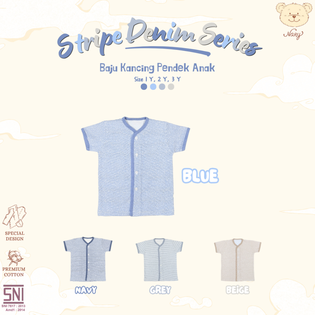 Jual NARY - Stripe Denim Series - Baju Anak -Baju Kancing Pendek Anak 1 ...