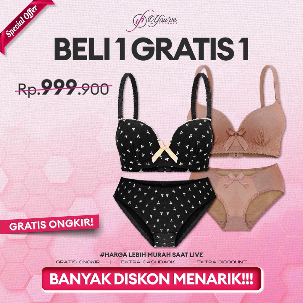 Jual You've Paket Hemat 1PCS BH Set Bra Set Wanita Kawat 200025 + 1PCS BH Set Bra Set Wanita ...