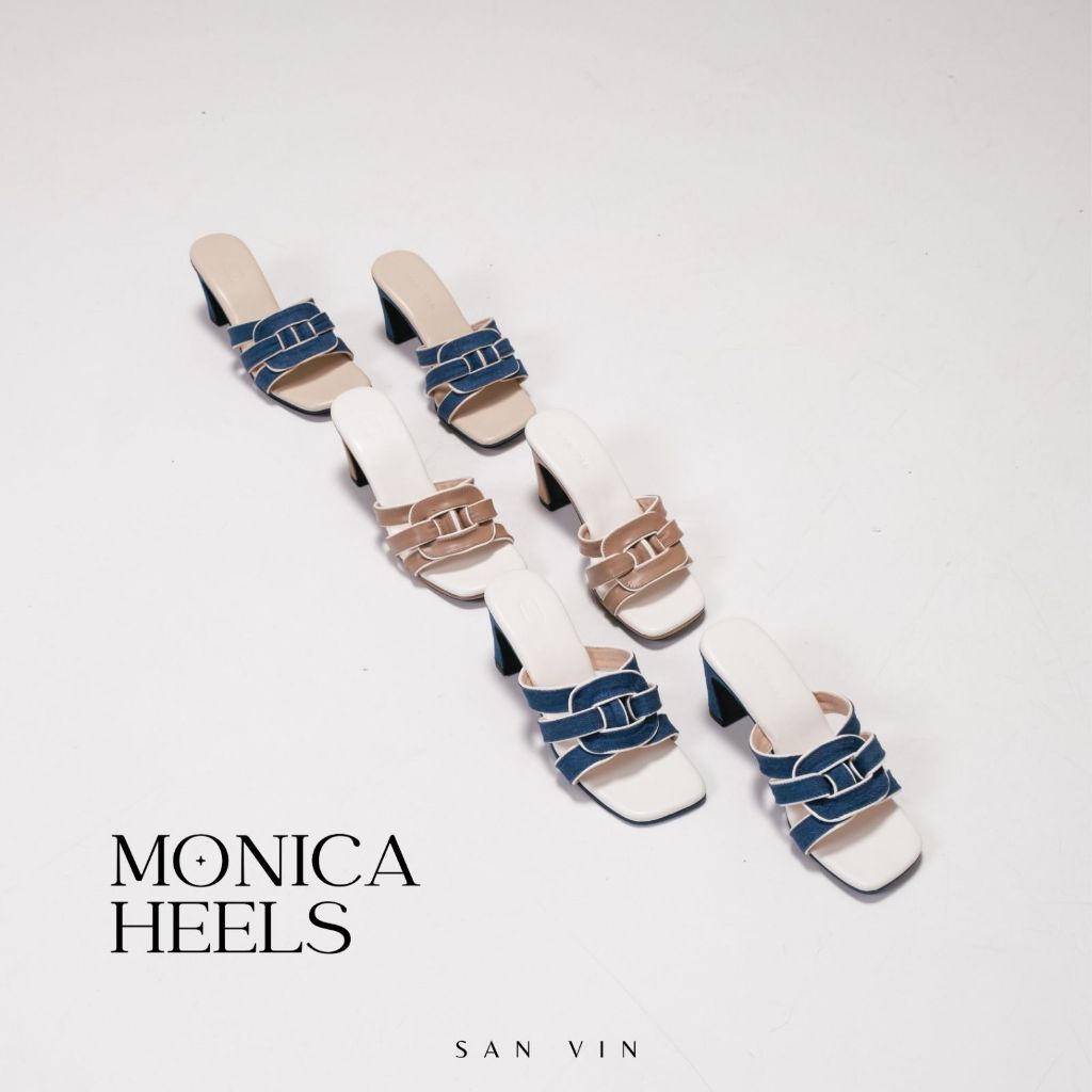 Jual SANVIN Shoes | MONICA Heels Jeans 5cm Denim Oat,DenimWhite,Oat ...