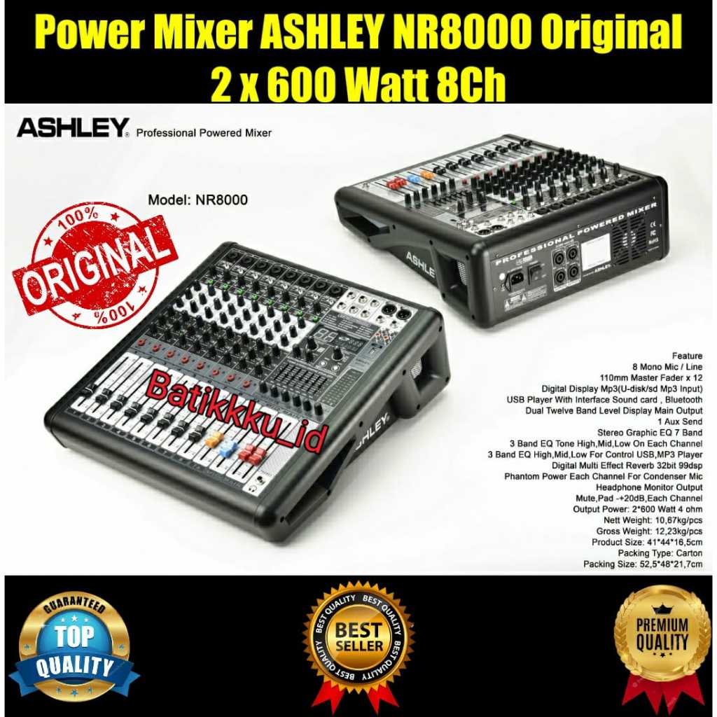 Jual Power Mixer ASHLEY NR 8000 NR8000 Original 8Ch 2 x 600 Watt 4 ...