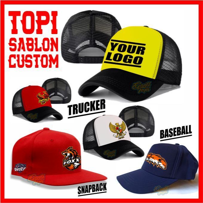 Jual TOPI CUSTOM DEWASA & ANAK /TOPI CUSTOM SABLON/TOPI REQUEST SABLON ...