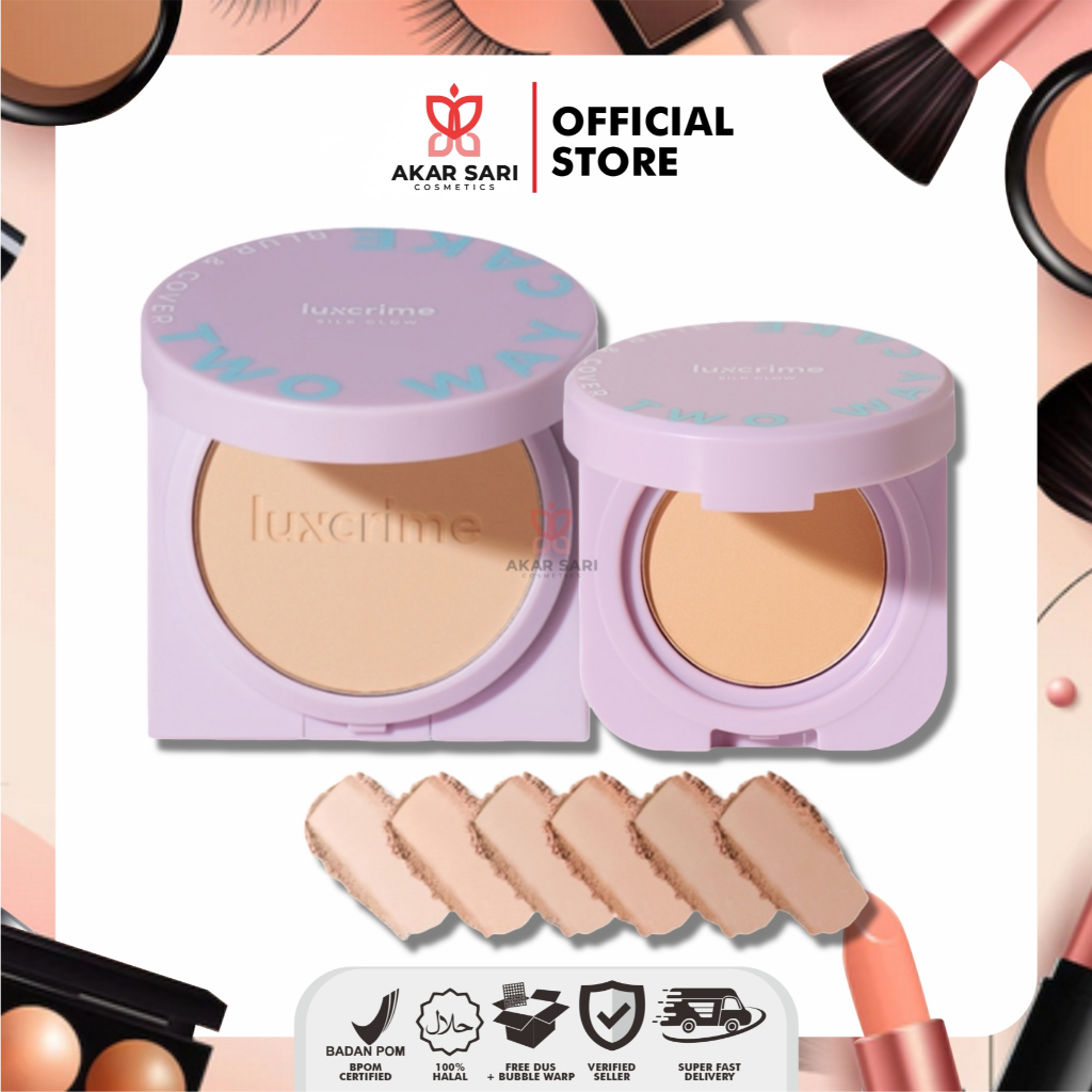 Jual LUXCRIME BLUR & COVER TWO WAY CAKE SILK GLOW | MINI SIZE - Bedak ...
