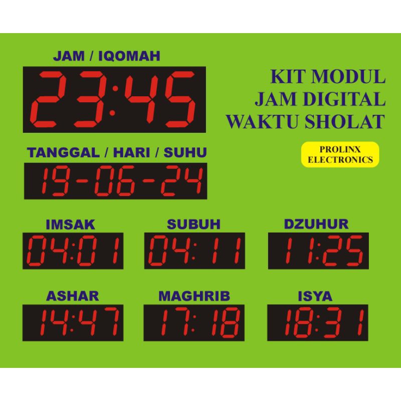 Jual Modul Kit Jam Sholat Digital tampilan Seven Segmen setting Wi-Fi ...